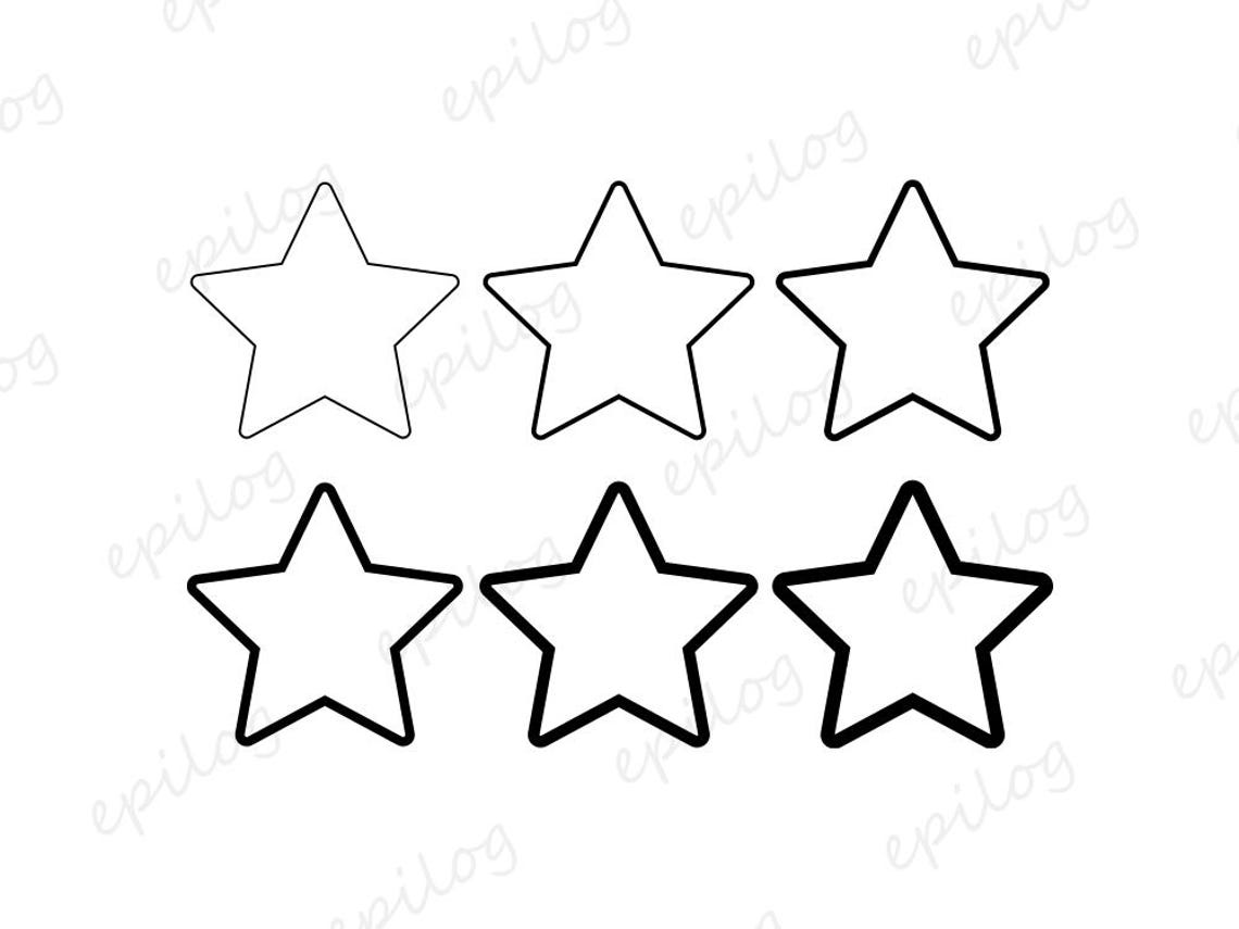 Star Outline Rounded Corners Bundle | 6 Stroke Widths | Vector - Etsy