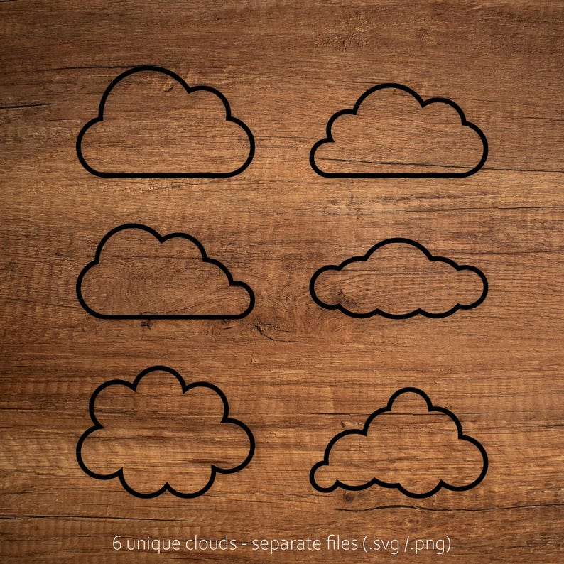 Cloud Outline SVG | Outline Clouds | Set of Black Clouds | Clipart - Etsy