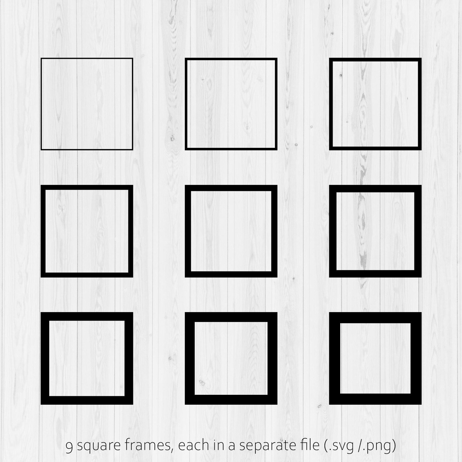 Square Frame SVG Bundle | Square Border | 9 Frame Widths | Cut Files - Etsy