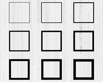 Square Frame SVG Bundle | Square Border | 9 Frame Widths | Cut Files - Etsy