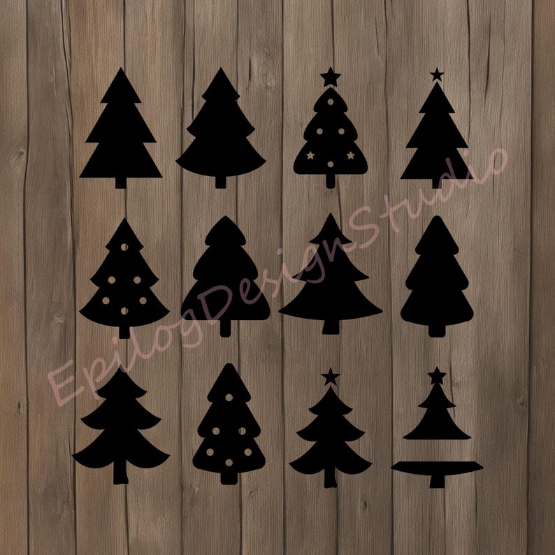 Christmas Tree SVG Black Bundle - Etsy