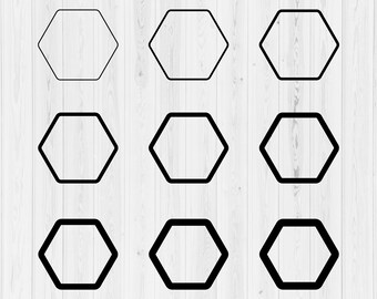 Hexagon Rounded Frame SVG Bundle Hexagon Rounded Border 9 Different ...