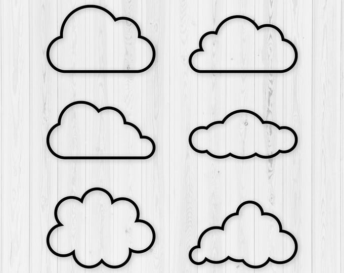 Cloud Outline SVG | Outline Clouds | Set of Black Clouds | Clipart - Etsy