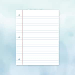 Lined Notebook Paper SVG - US Letter Size With 3 Hole Punch - Digital ...