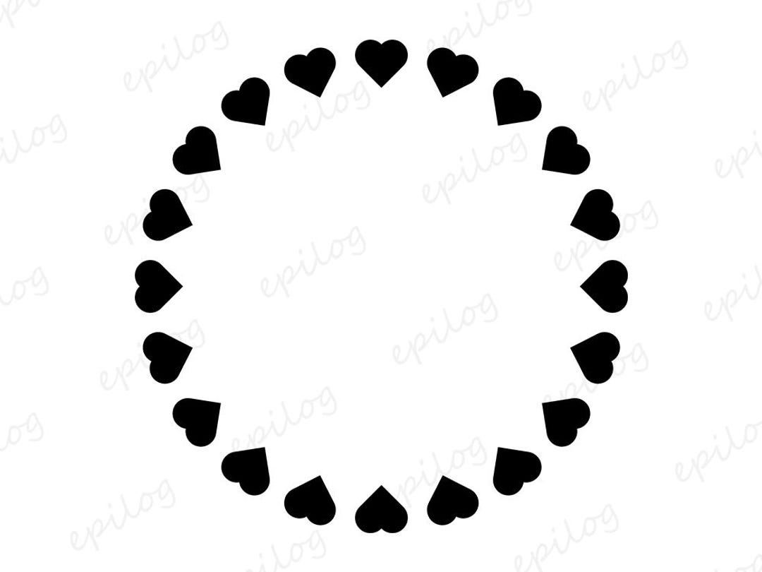 Heart Circle Monogram Circle of Hearts Vector - Etsy