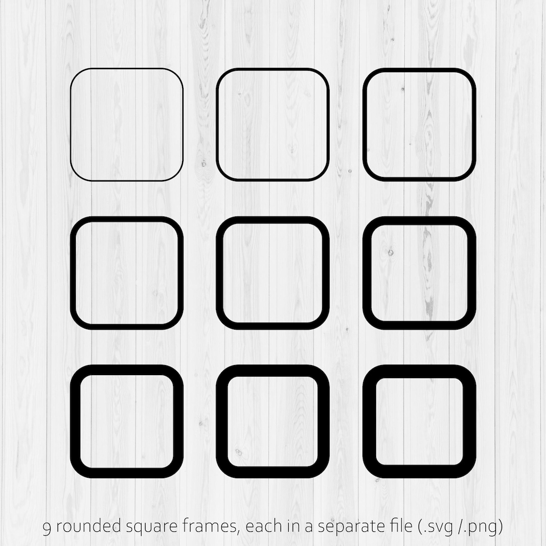 Square Rounded Frame SVG Bundle | 9 Frame Widths | Cut Files - Etsy