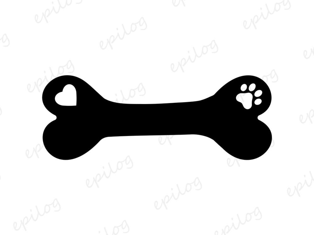 Dog Bone SVG With Paw and Heart | Pet Bone SVG | Vector - Etsy