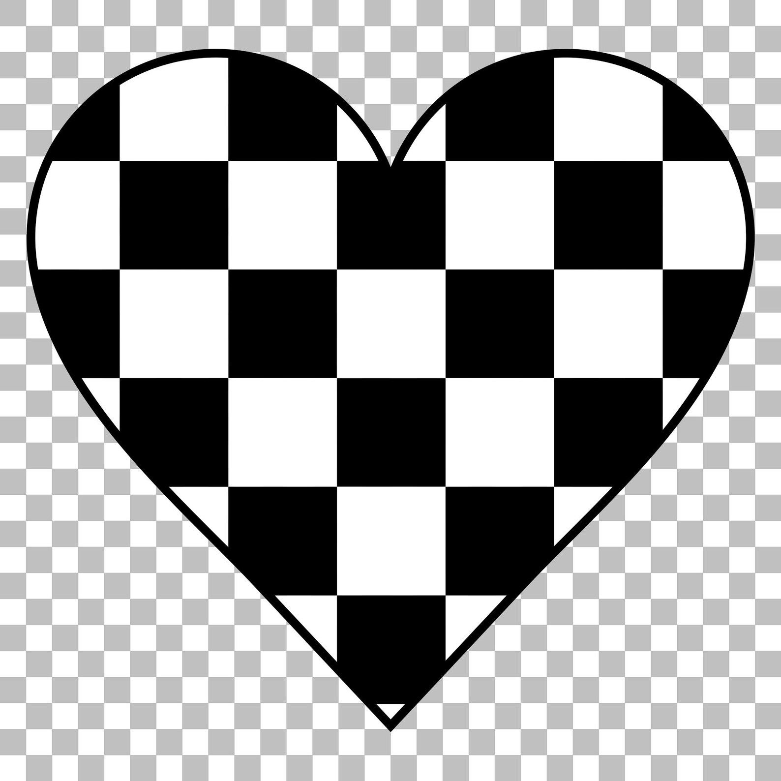 Checkered Heart SVG | Black White Chess Pattern | PNG & SVG - for ...