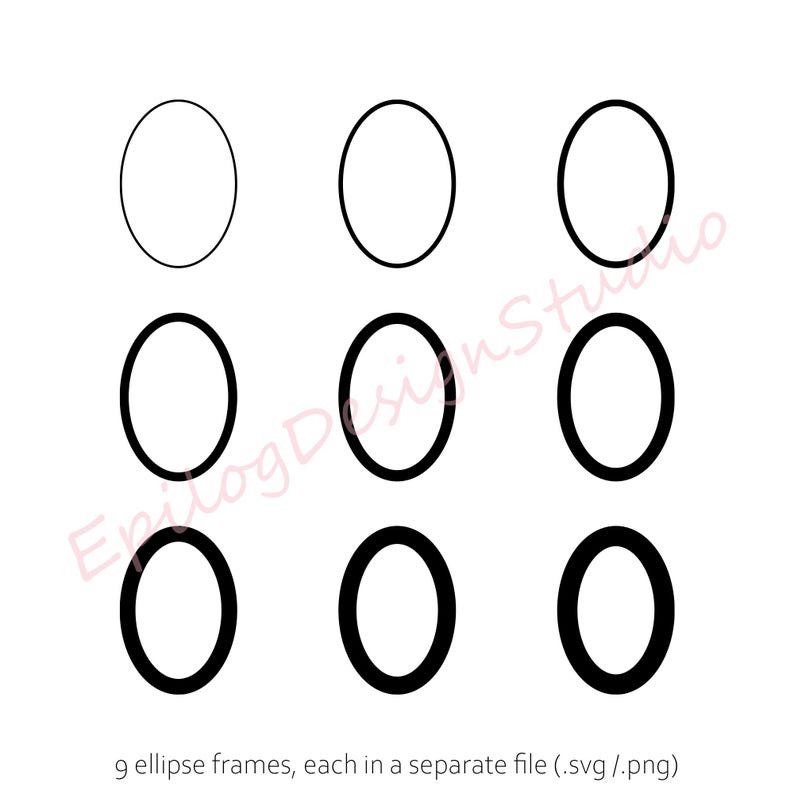 Ellipse Frame SVG Bundle | Ellipse Border | 9 Frame Widths | Cut Files ...