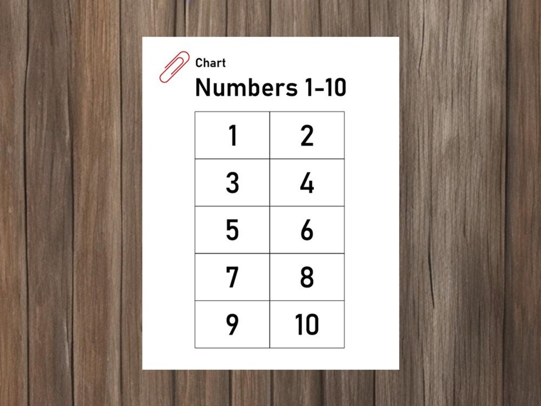 Number Chart 1-10 Number Chart 1 to 10 Printable PDF - Etsy