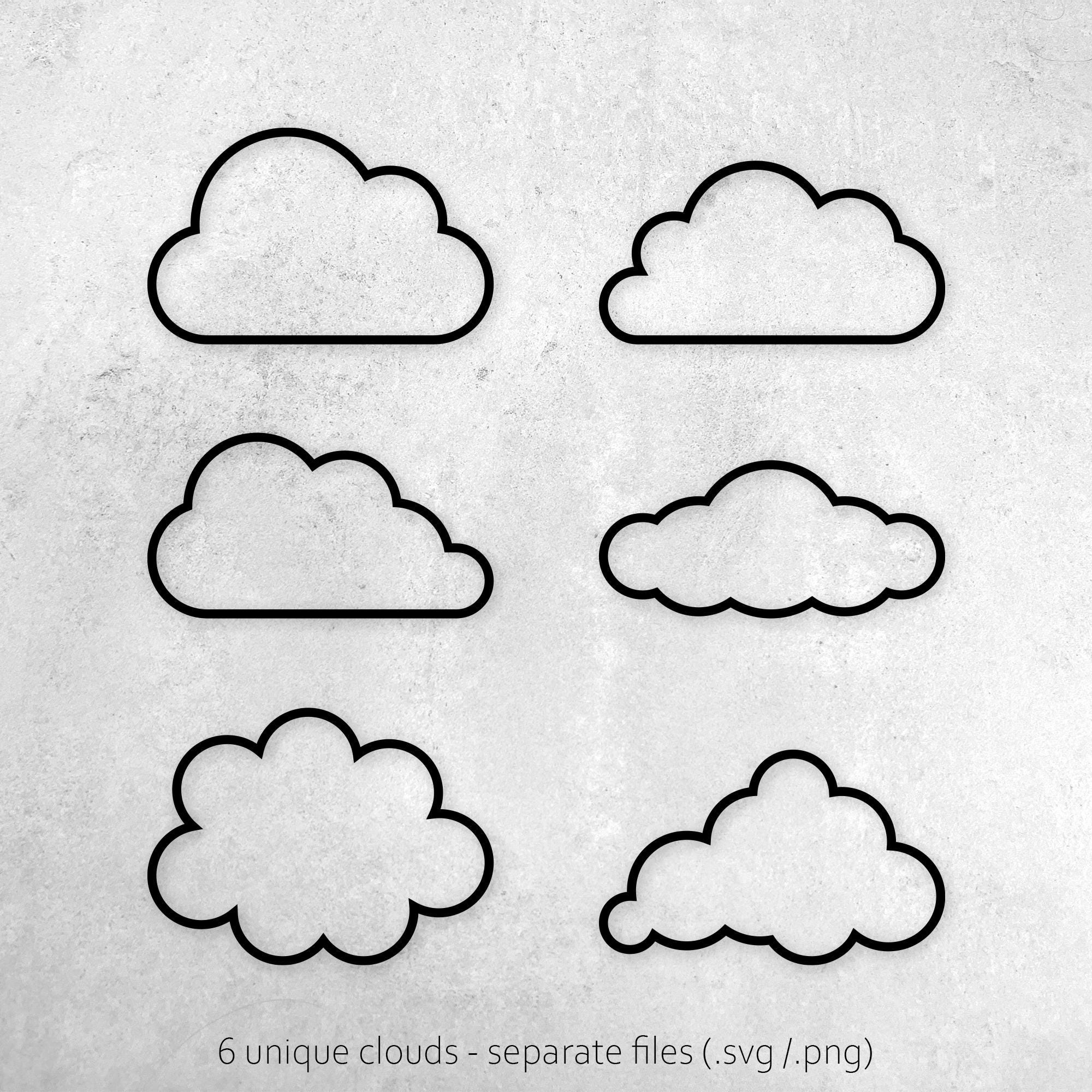 Cloud Outline SVG | Outline Clouds | Set of Black Clouds | Clipart - Etsy