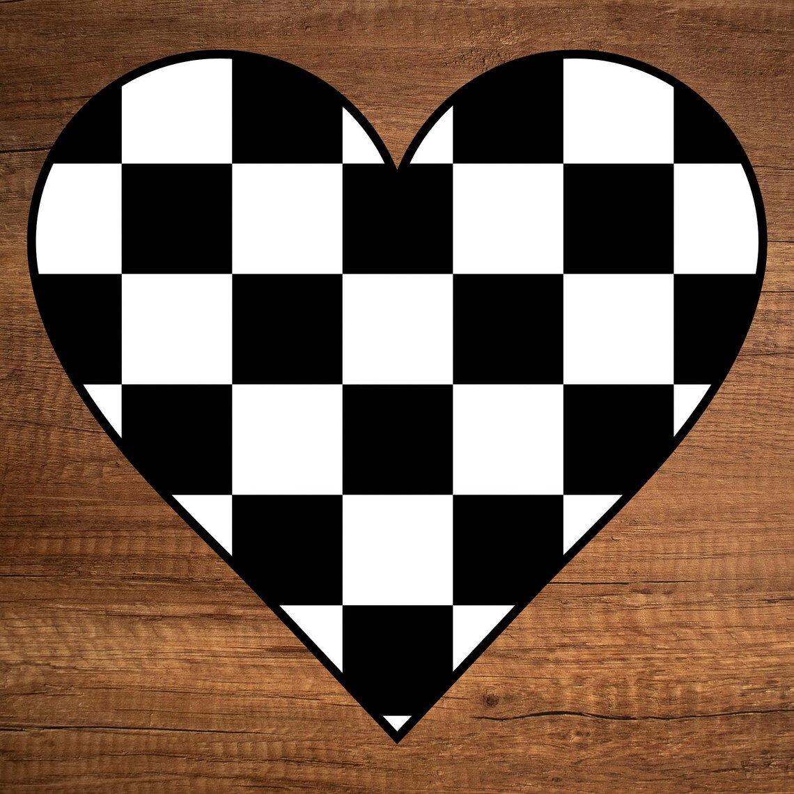 Checkered Heart SVG | Black White Chess Pattern | PNG & SVG - for ...