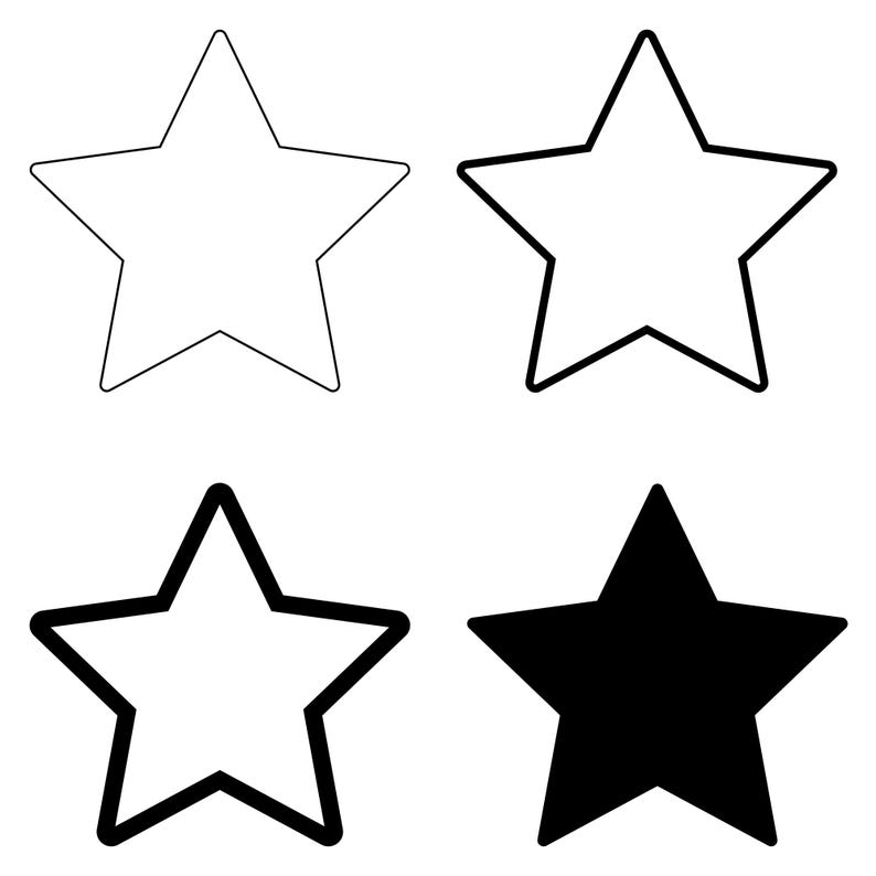 Star Rounded Bundle SVG PNG – Star Shape – Solid Black Vector for ...