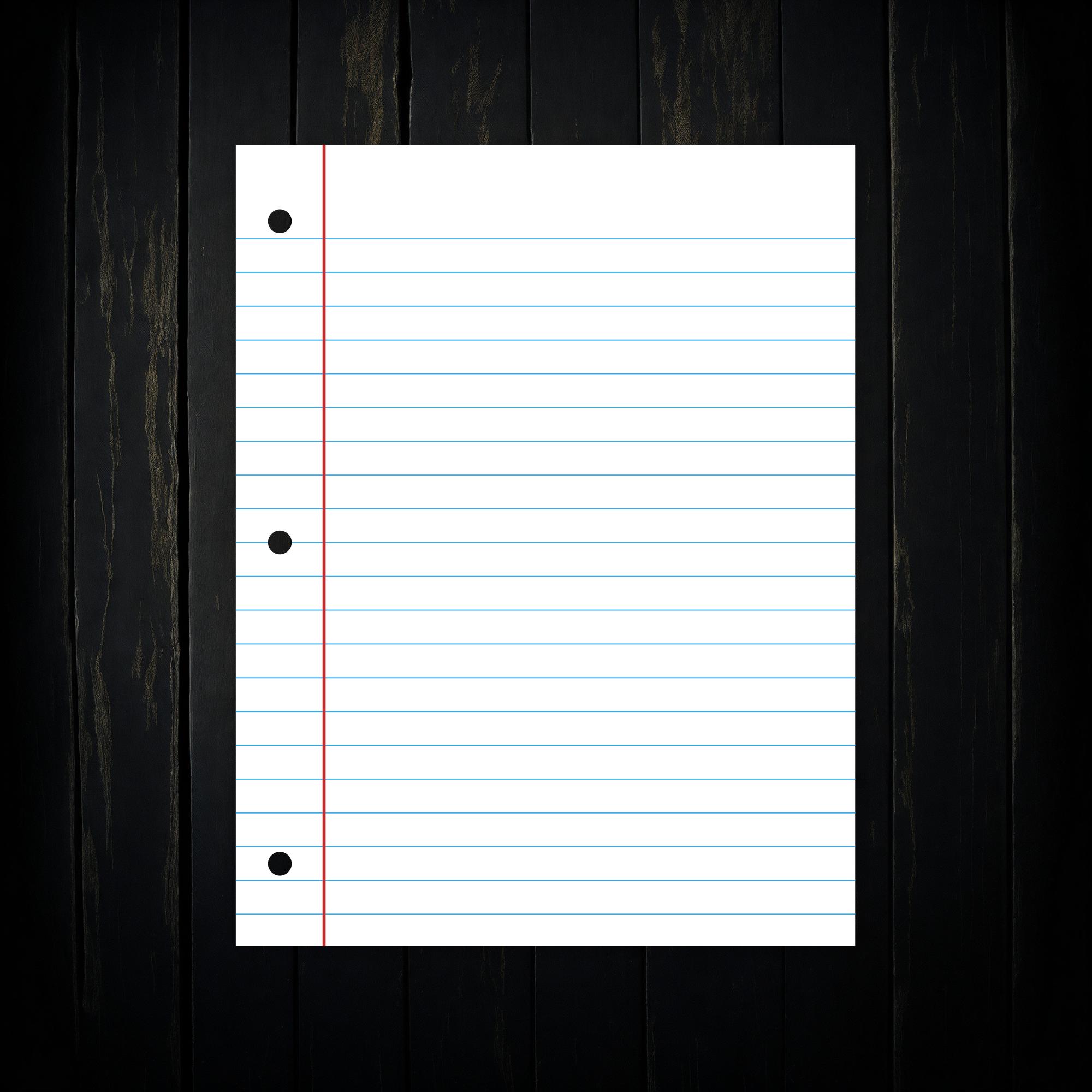 Lined Notebook Paper SVG - US Letter Size With 3 Hole Punch - Digital ...