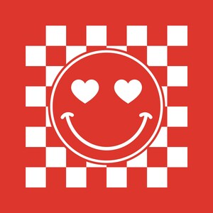Heart Smiley Checkered SVG PNG | White | Transparent - Etsy