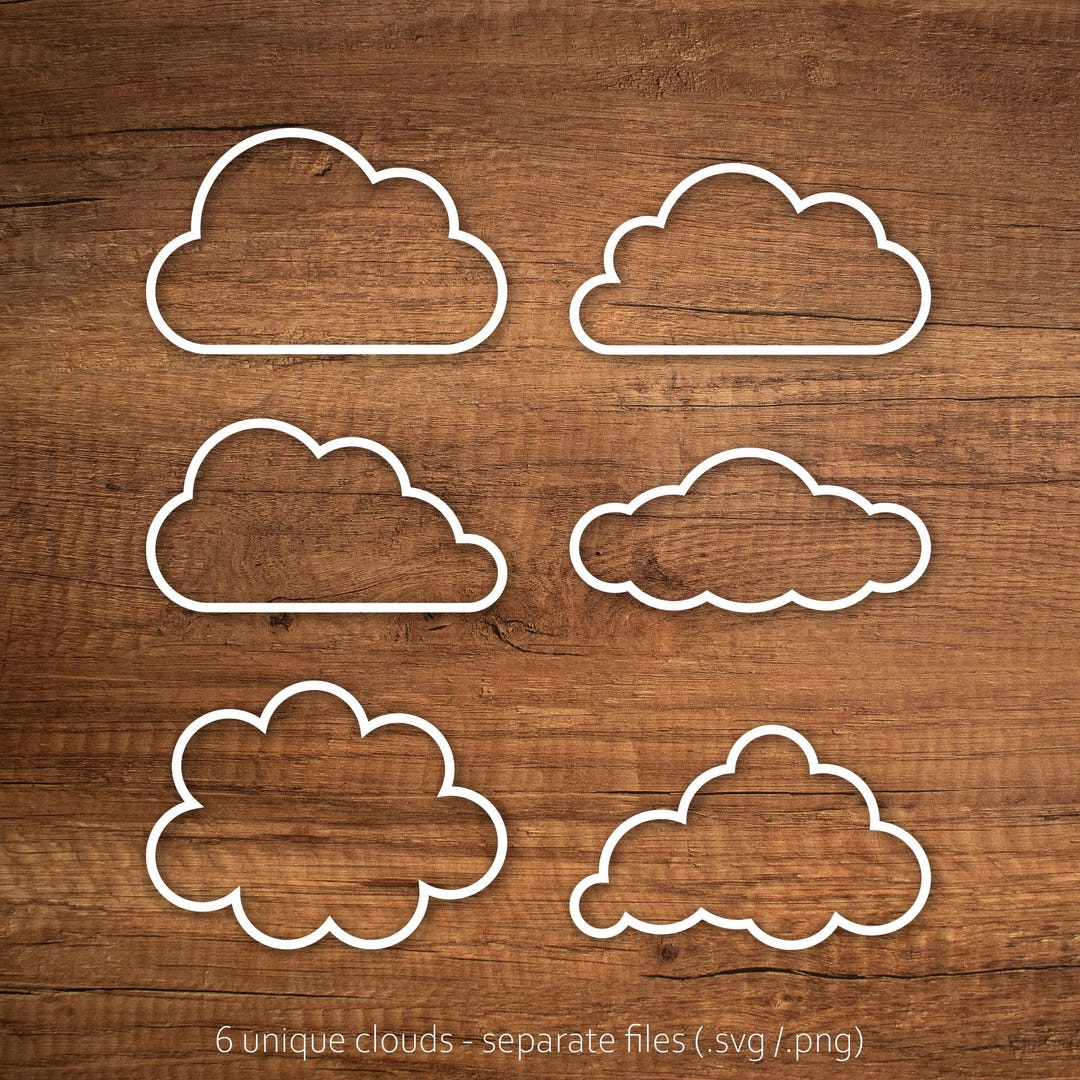 Cloud Outline SVG | Outline Clouds | Set of White Clouds | Clipart - Etsy