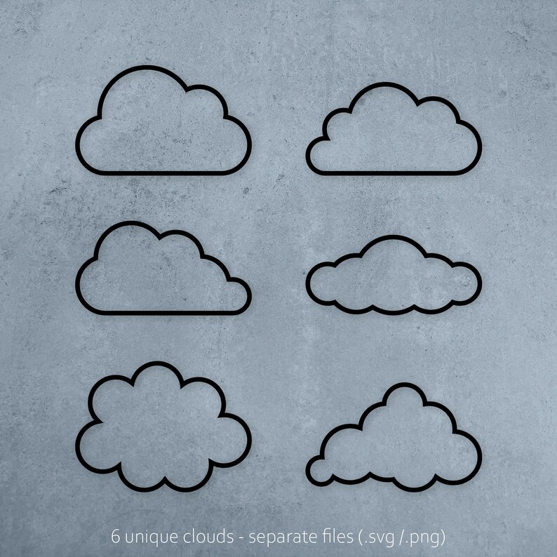 Cloud Outline SVG | Outline Clouds | Set of Black Clouds | Clipart - Etsy