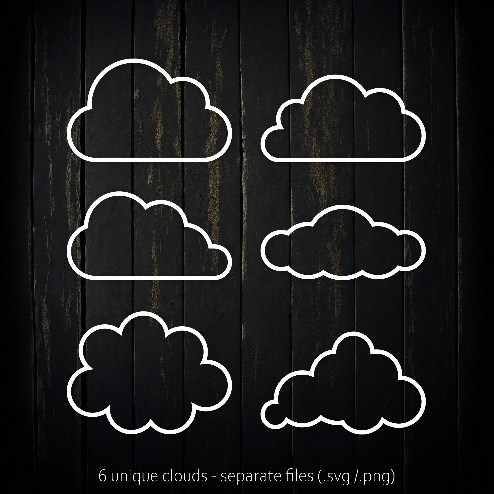 Cloud Outline SVG | Outline Clouds | Set of White Clouds | Clipart - Etsy