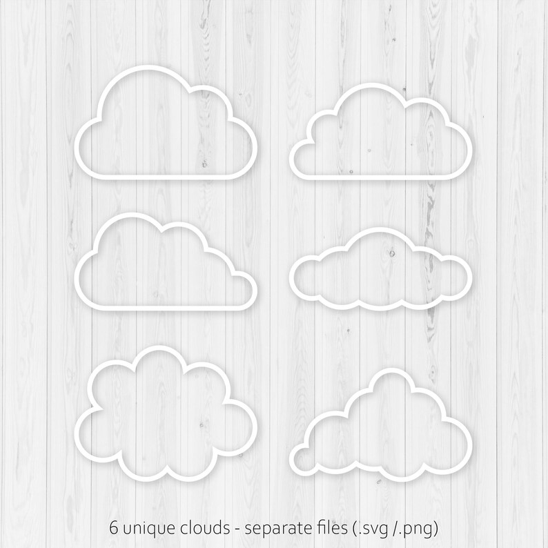 Cloud Outline SVG | Outline Clouds | Set of White Clouds | Clipart - Etsy