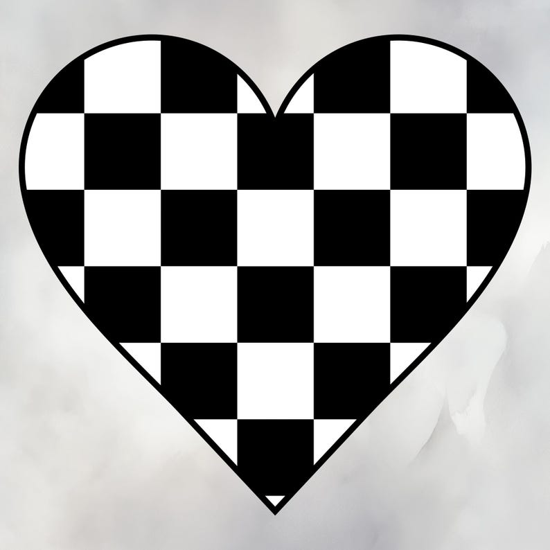Checkered Heart SVG | Black White Chess Pattern | PNG & SVG - for ...