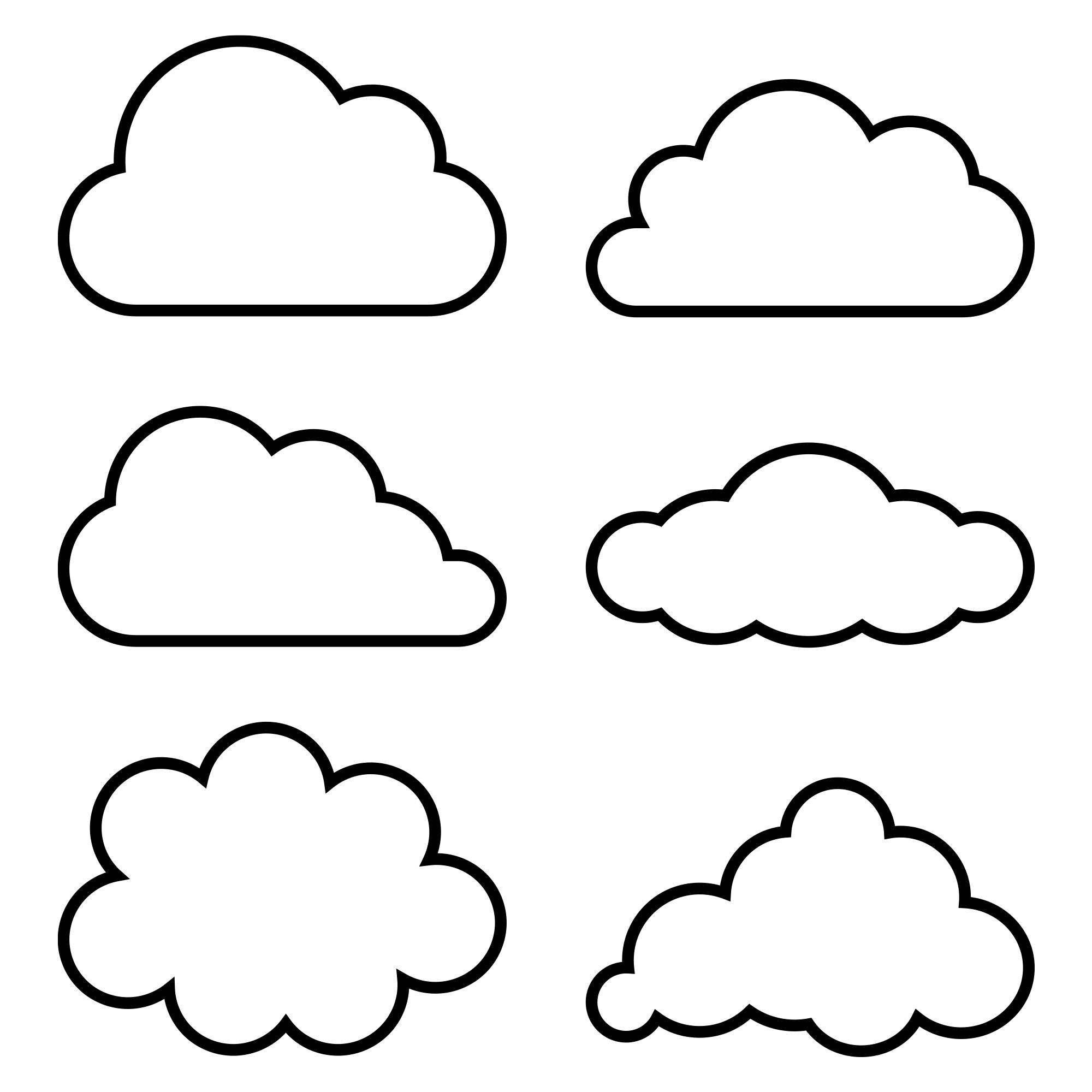 Cloud Outline SVG | Outline Clouds | Set of Black Clouds | for Cricut ...