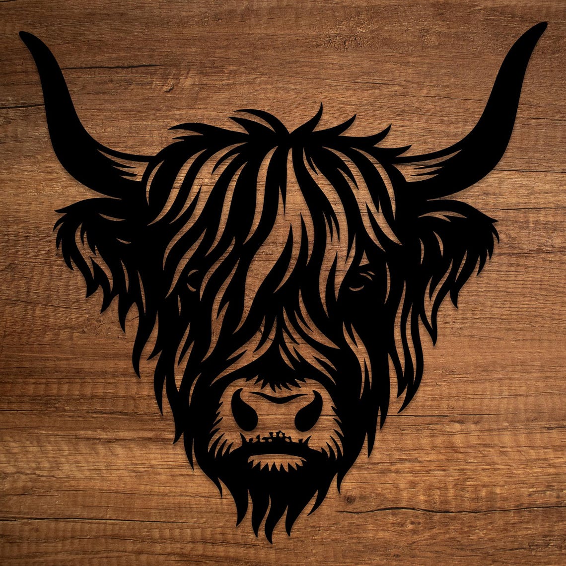Highland Cow Head SVG PNG – Detailed Scottish Cow Silhouette – Farm ...