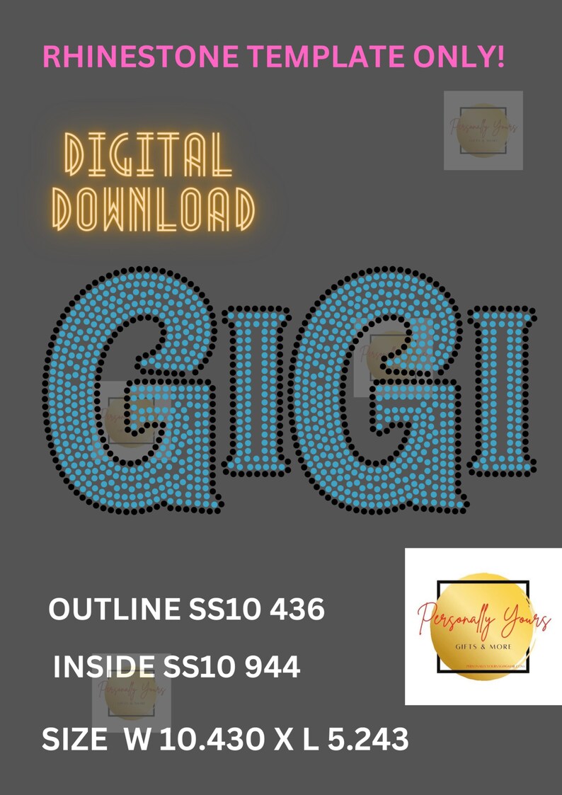 Gigi Rhinestone Template SVG Digital for Cricut, Design Space and More ...