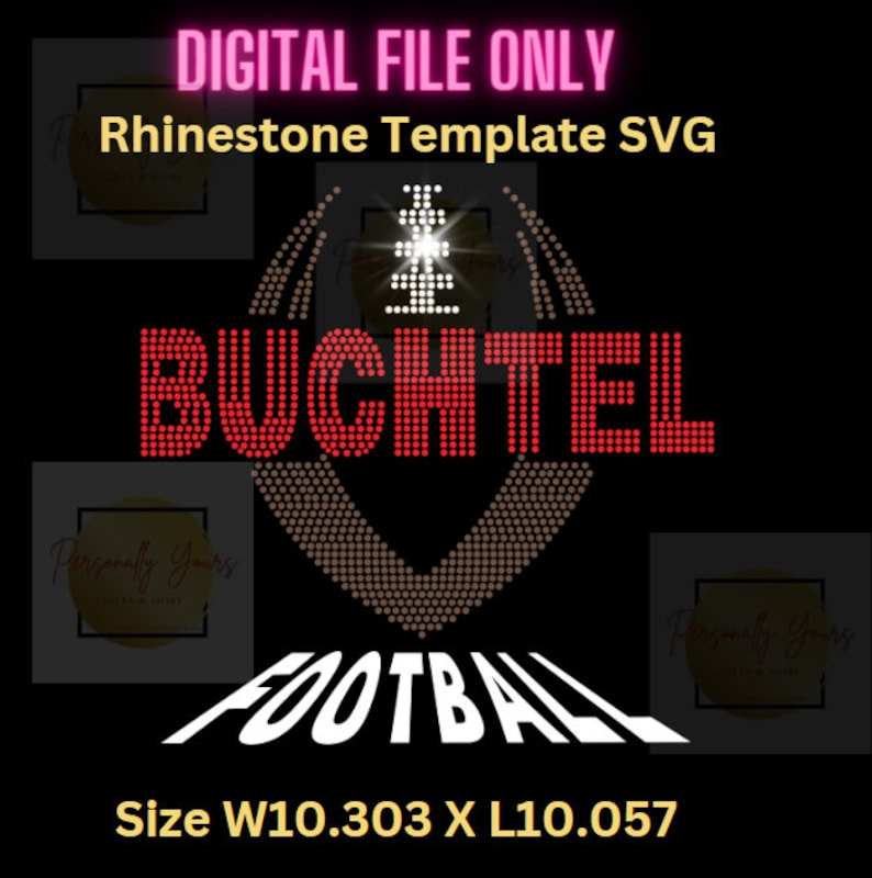 Buchtel Football Rhinestone Template SVG Can Be Used With Cricut, and ...