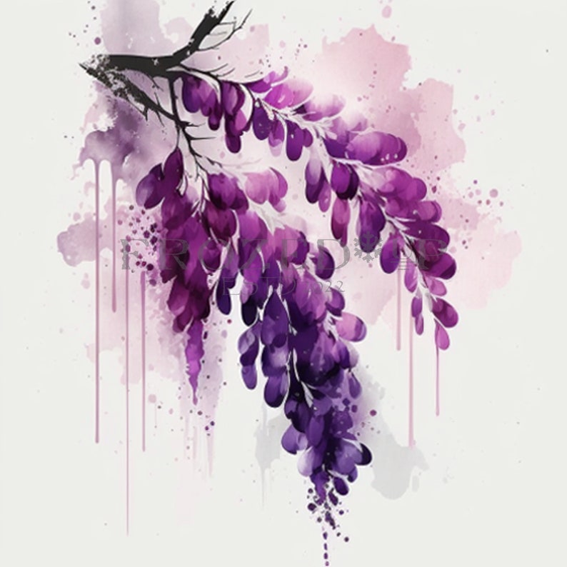 Watercolor Wisteria Digital Clipart Bundle, 12 Pngs, Beautiful Designs ...