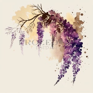 Watercolor Wisteria Digital Clipart Bundle, 12 Pngs, Beautiful Designs ...