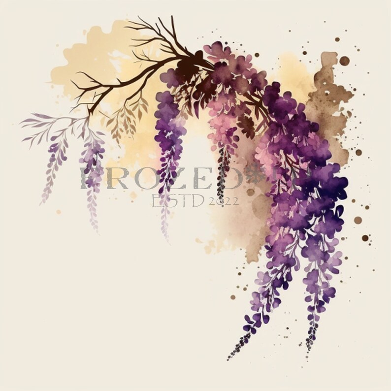 Watercolor Wisteria Digital Clipart Bundle, 12 Pngs, Beautiful Designs ...
