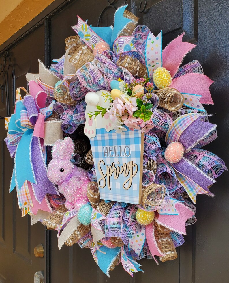 Easter Bunny and Spring Wreath - Etsy