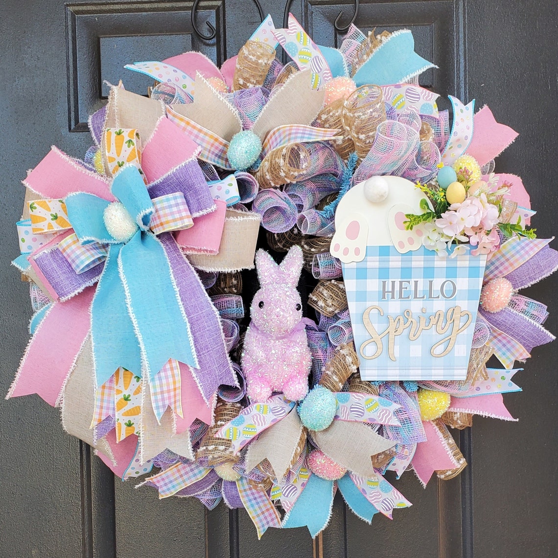 Easter Bunny and Spring Wreath - Etsy