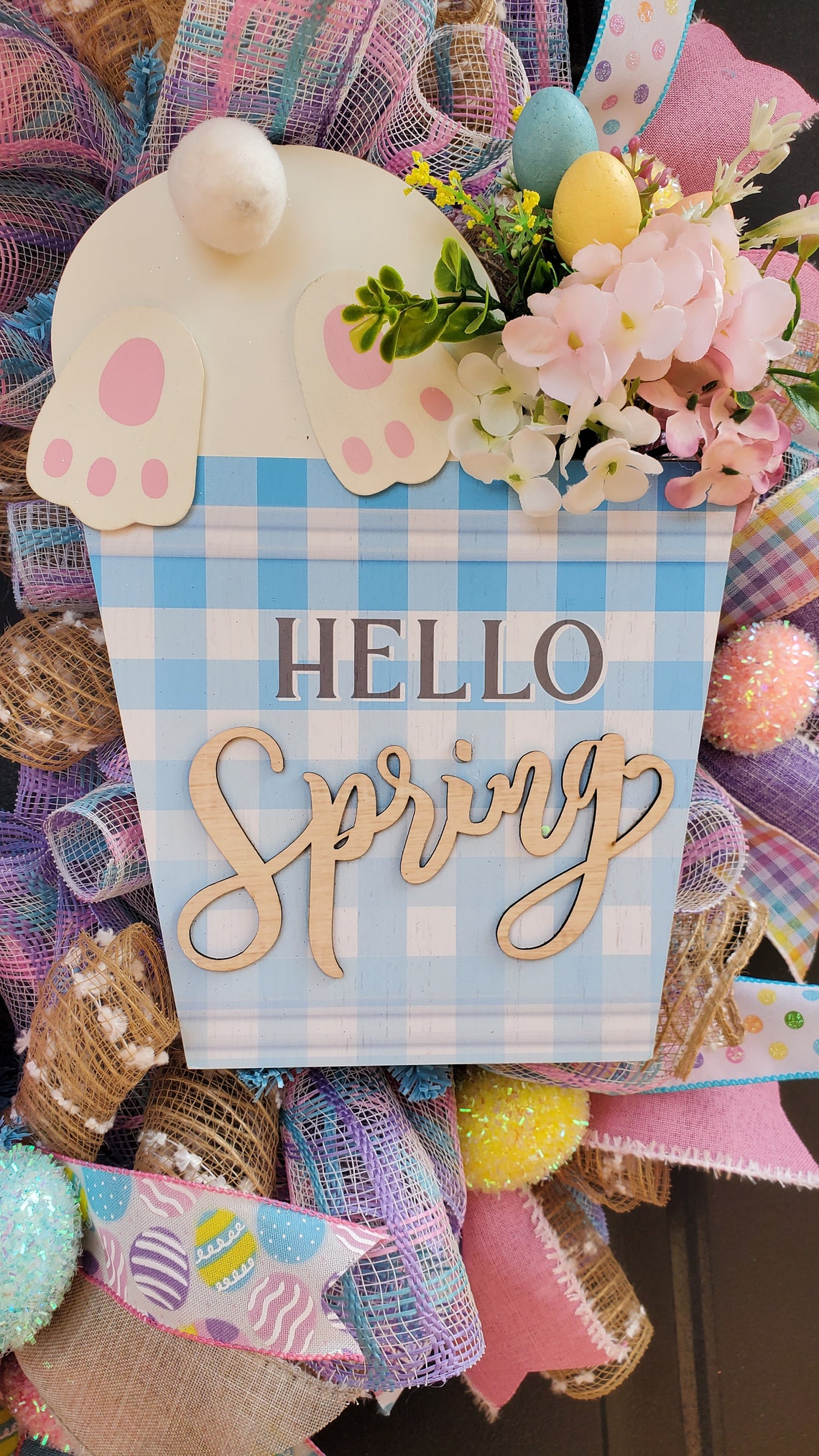 Easter Bunny and Spring Wreath - Etsy