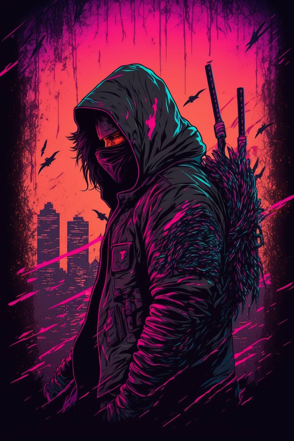 Cyberpunk Ninja Synthwave - Etsy