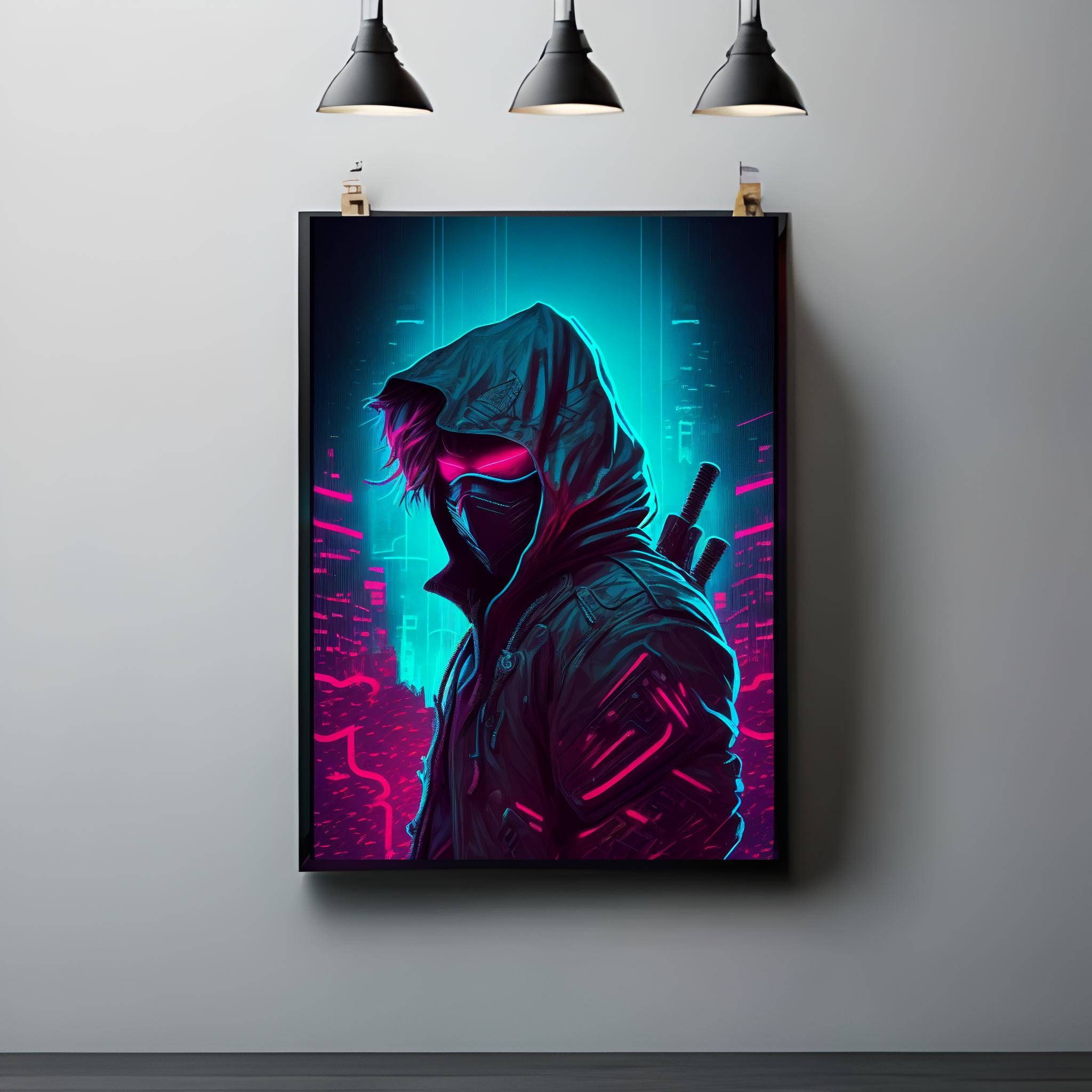 Cyberpunk Ninja, Synthwave Ninja, Digital Art, Digital Prints, Ai Art ...