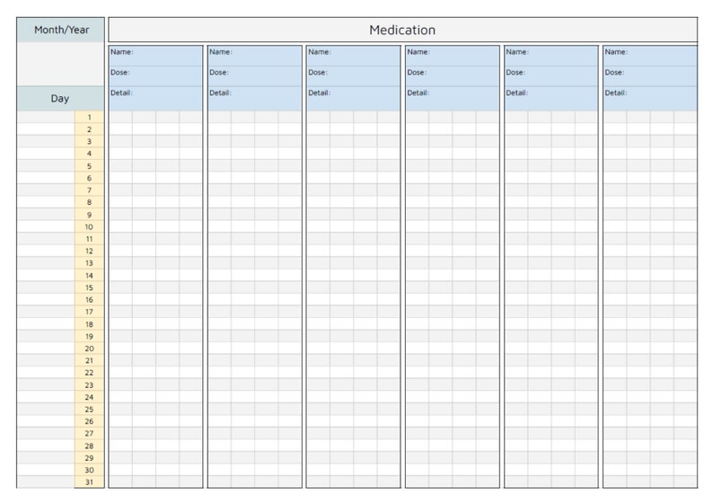 Monthly Medication Tracker: Printable Treatment Planner (PDF) - Etsy