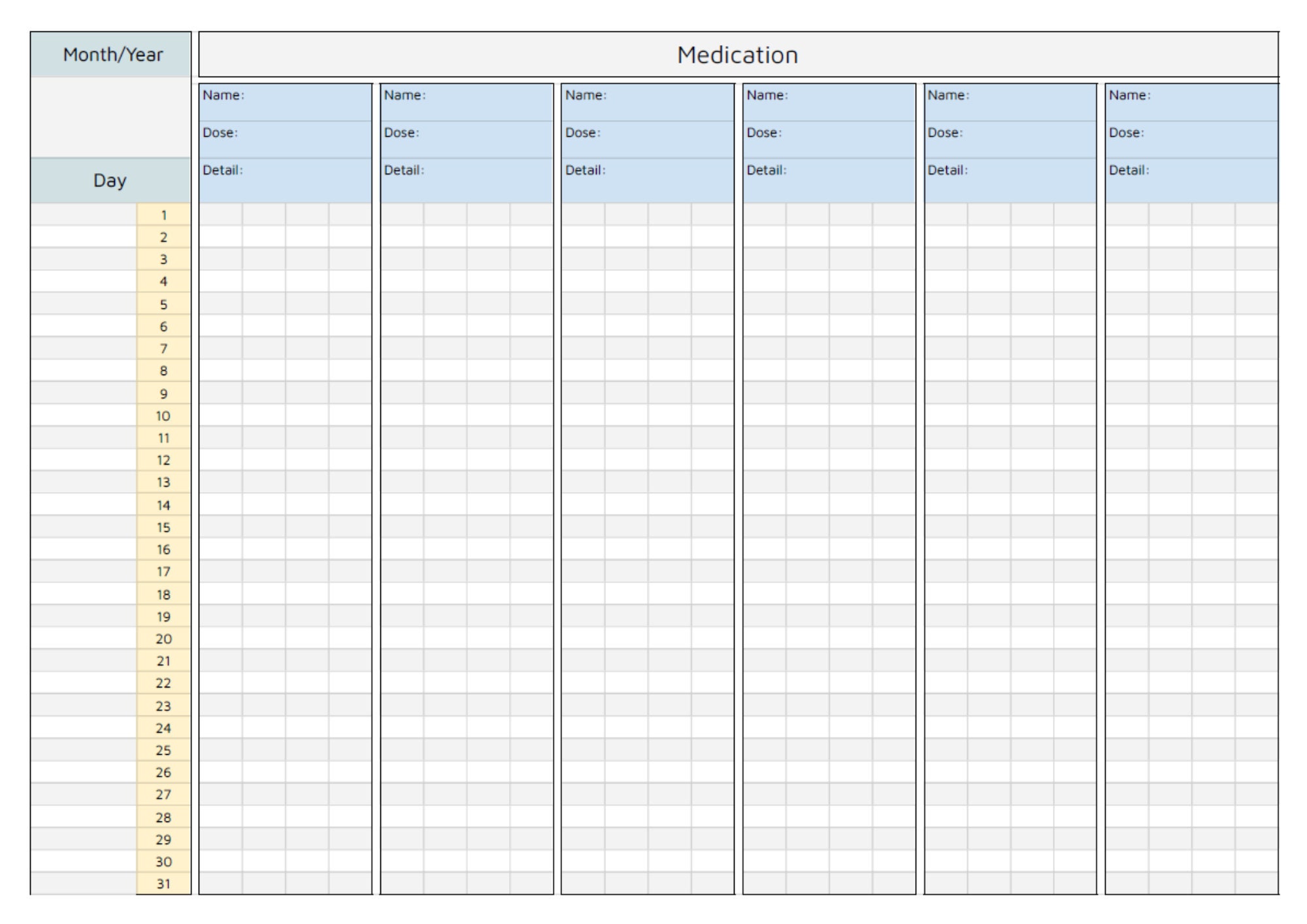 Monthly Medication Tracker: Printable Treatment Planner (PDF) - Etsy