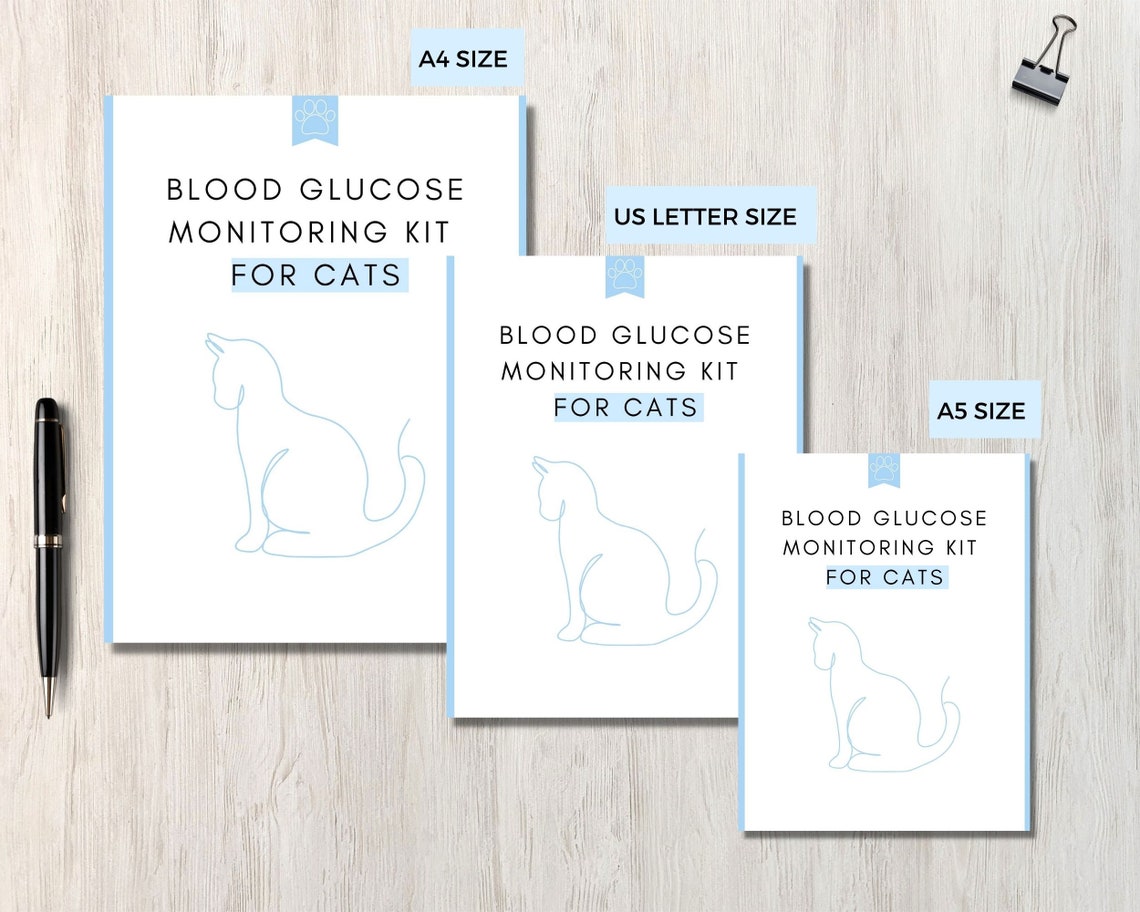 Blood Sugar Tracker for Cats, Pet Diabetes Chart, Cat Blood Glucose ...
