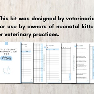 Kitten Bottle Feeding Tracker: Newborn Cat Care Chart (printable PDF ...