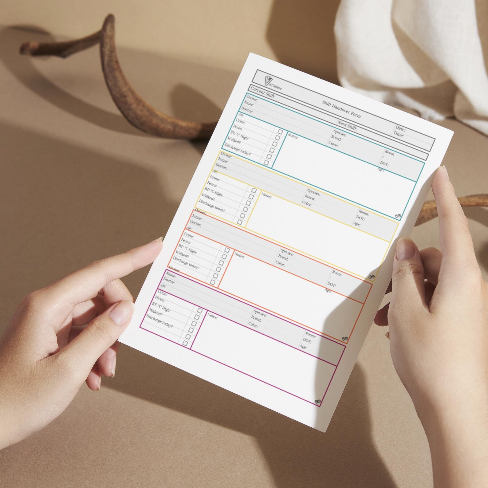 Shift Handover Form for Vets, Shift Change Sheet for Veterinary ...