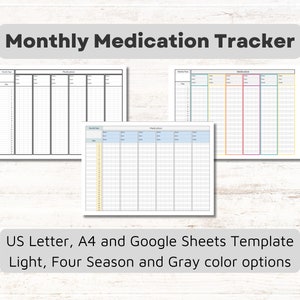 Monthly Medication Tracker: Printable Treatment Planner (PDF) - Etsy