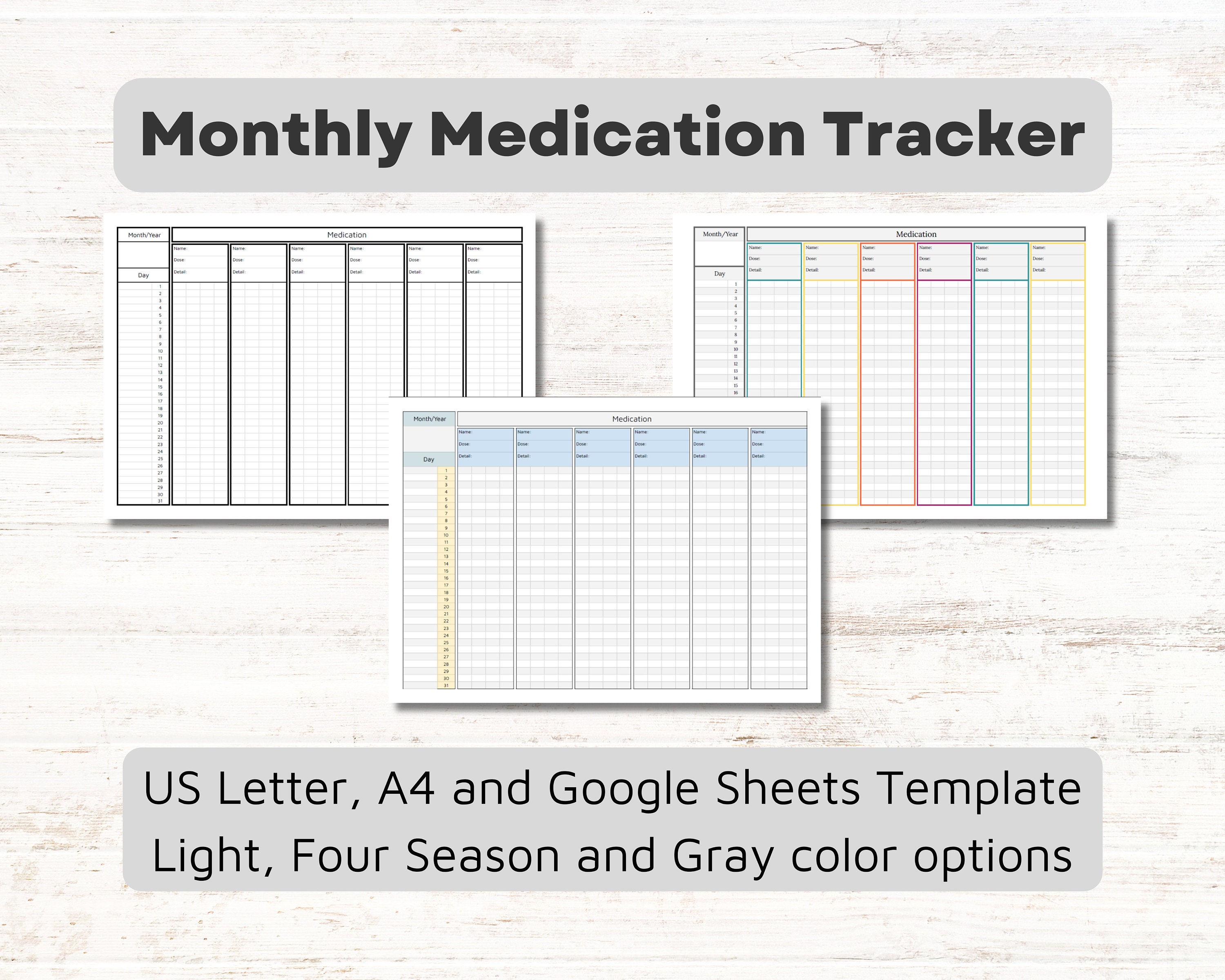 Monthly Medication Tracker, Printable Daily Treatment Planner, Daily ...