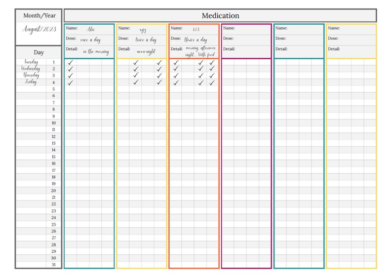 Monthly Medication Tracker: Printable Treatment Planner (PDF) - Etsy