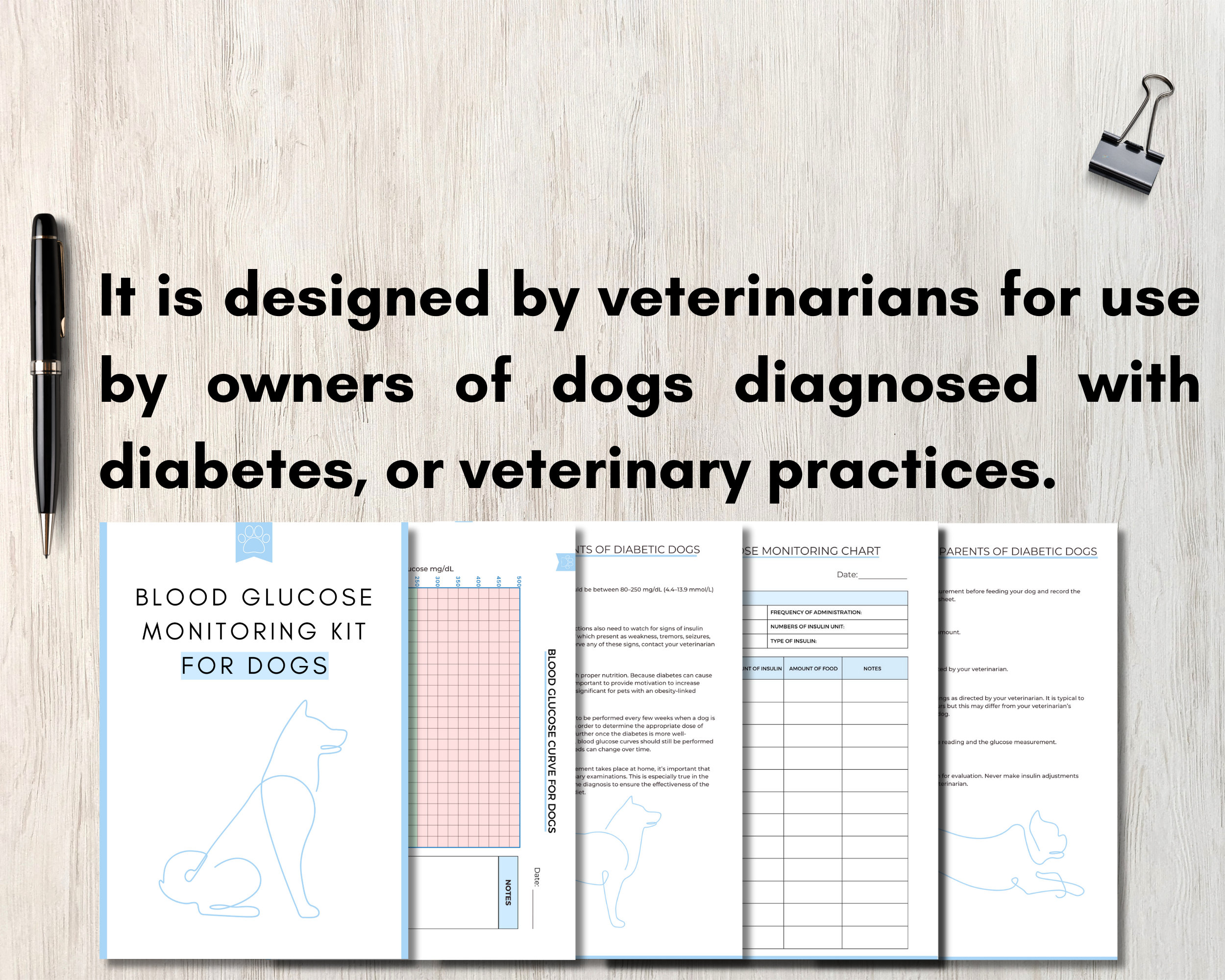 Blood Sugar Tracker for Dogs, Pet Diabetes Chart, Dog Blood Glucose ...