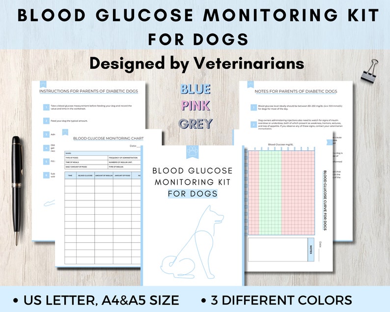 Blood Sugar Tracker for Dogs, Pet Diabetes Chart, Dog Blood Glucose ...