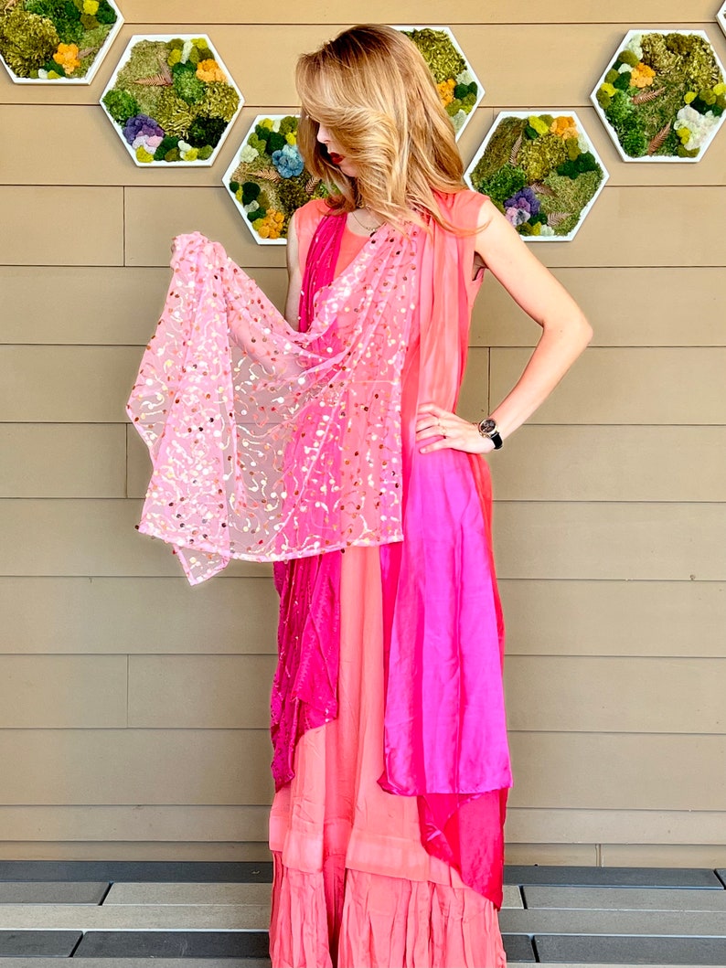 Designer Gown Dress Full Length Gown W/ Flowy Fabric Jacket Adjustable ...