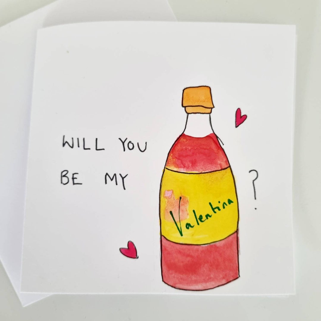 Will You Be My Valentina Mexican Hot Sauce Valentine's Day Card - Etsy