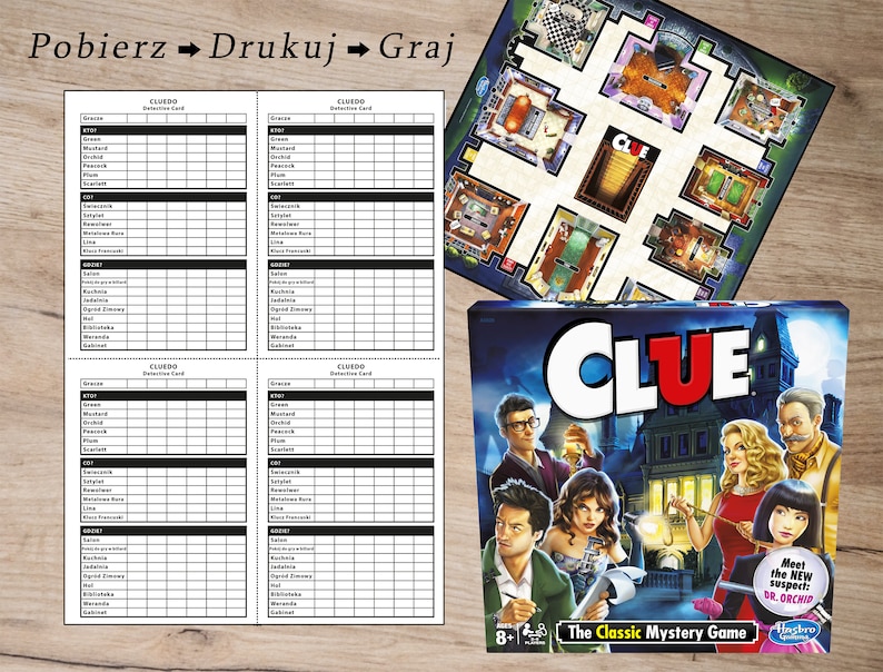 Cluedo Score Sheet, Cluedo Replacement Sheet, Cluedo Detective Card ...