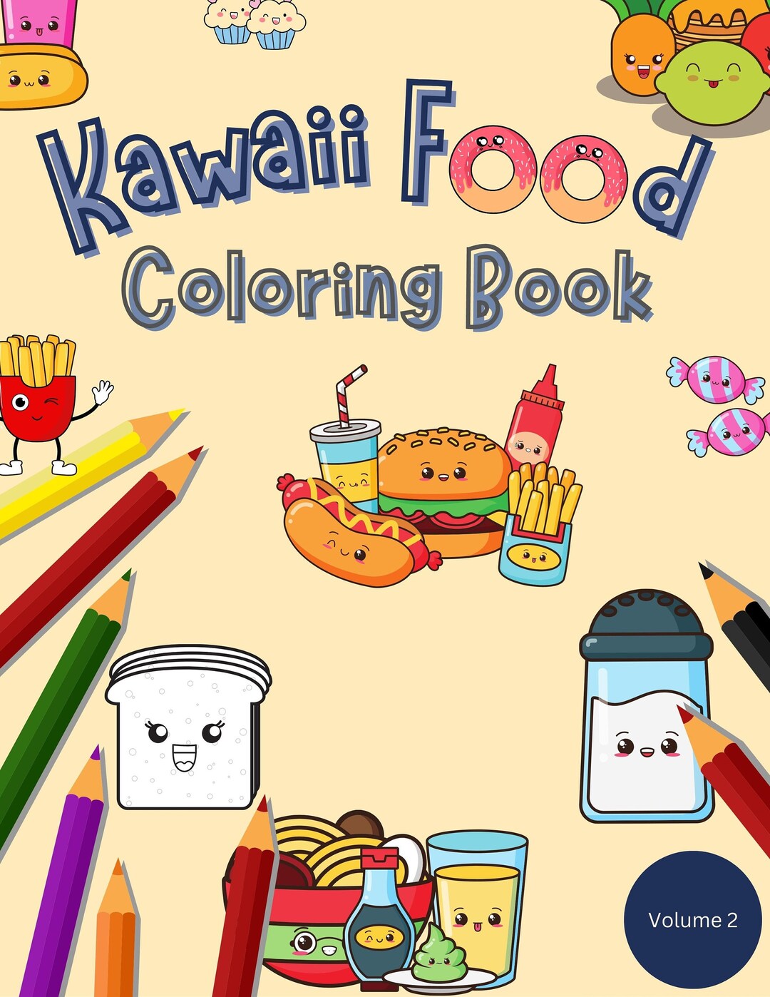 Kawaii Food Coloring Book Pages Fun Sweets Activity Gift 25 Digital ...